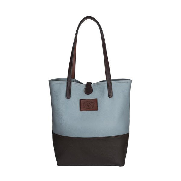 Leather Tote Brn/Light Blue WSP – PH Barn Door